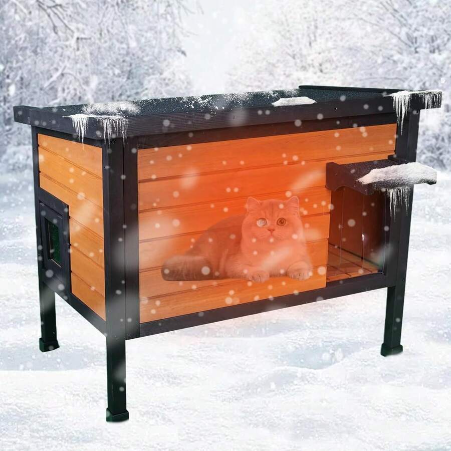Outdoor Insulated Cat House Feral Cat Enclosure Cat Shelter ...