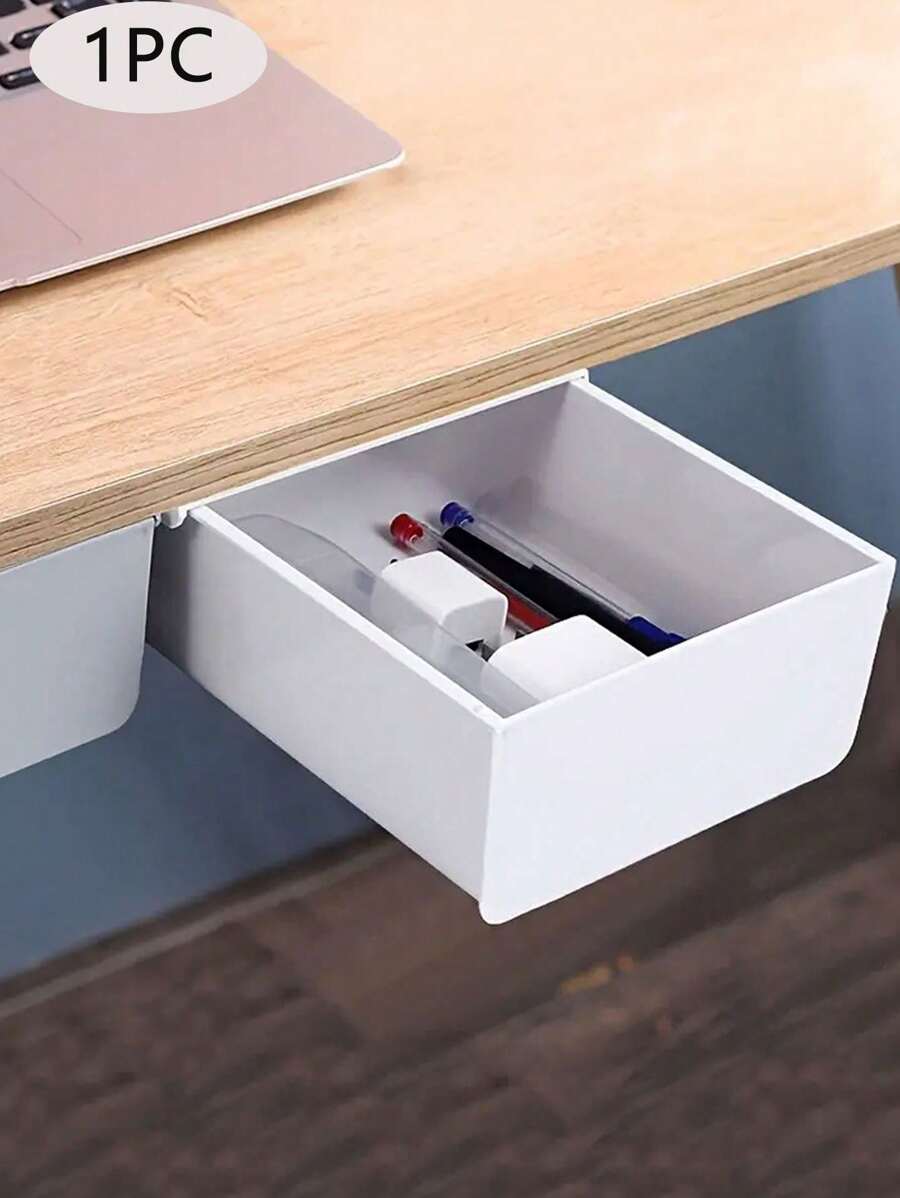 1pc Under Desk Drawer Slide Out, Self-Adhesive Under Table Drawer ...