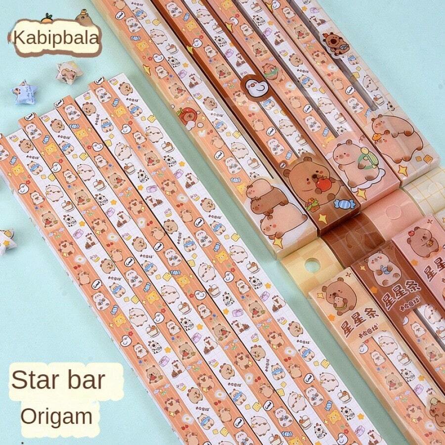 Trendy Capybara Star Origami Folding Paper, Cute Star Shaped DIY Paper ...