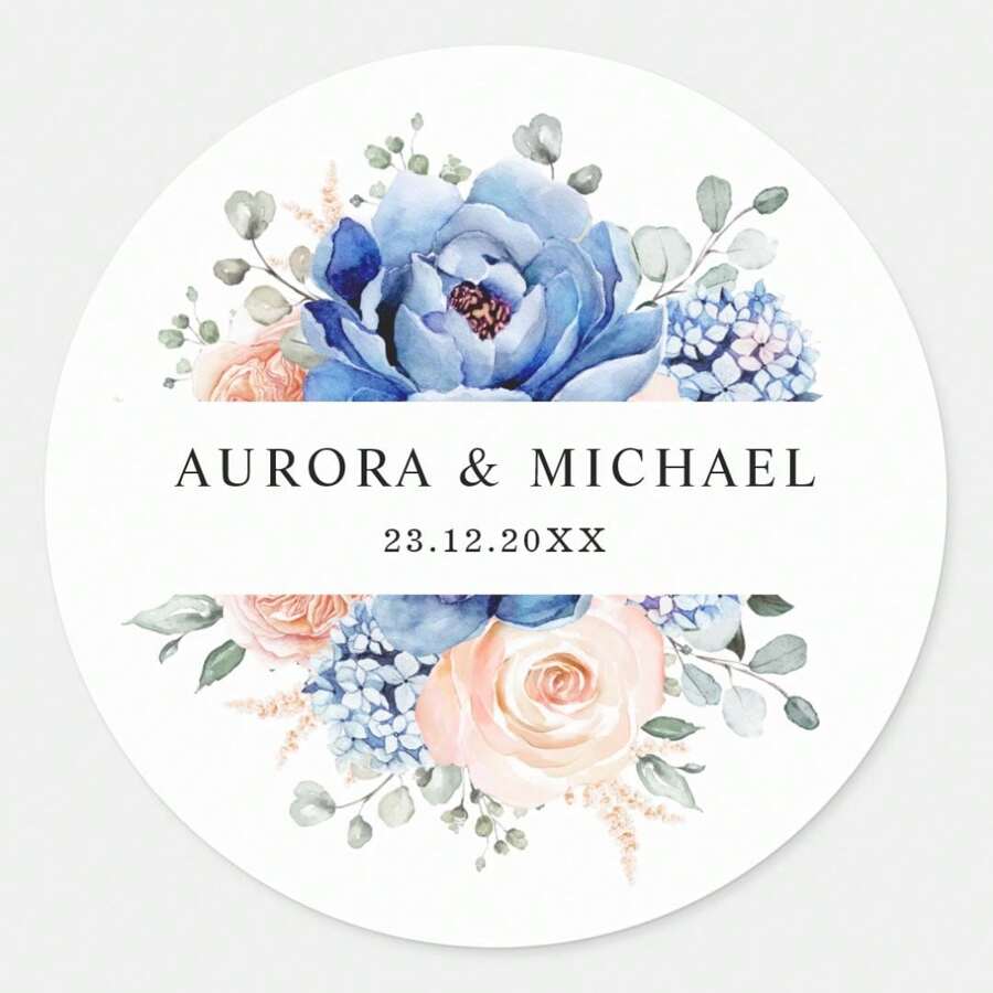 Floral Wedding Name Stickers - Customizable Labels For Favors ...