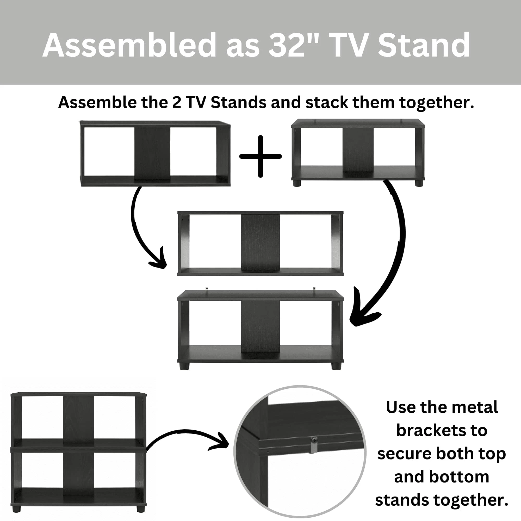 Mainstays Expandable Side By Side Or Stacking TV Stand For TVs Up To 70 ...