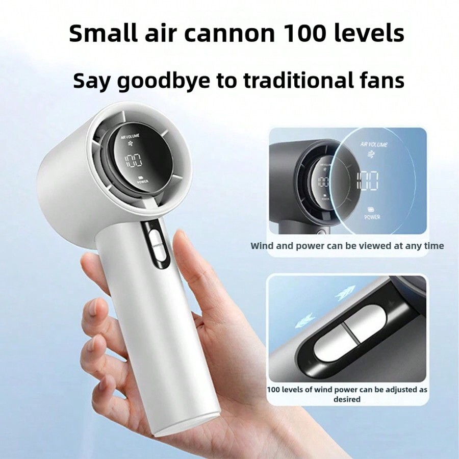 100-Level Adjustable High-Speed Portable Handheld Turbo Fan, USB ...