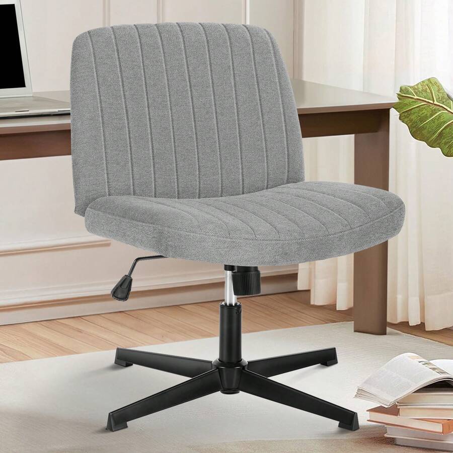Office Chair Armless Criss Cross Legged Chair No Wheels, Comfy Home ...