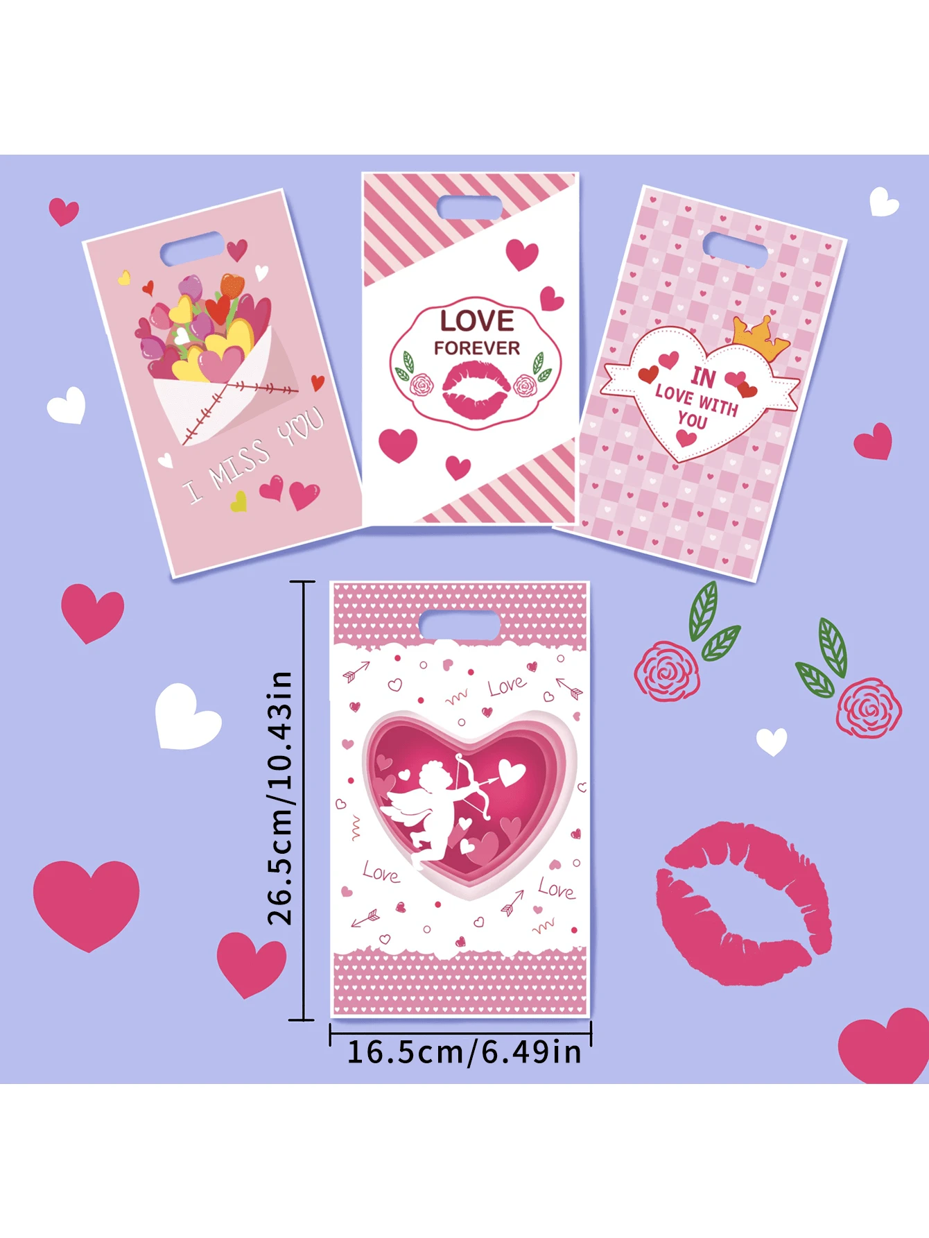 50 Pcs Valentine's Day Themed Candy Tote Bags, Love Angel Printed Gift ...