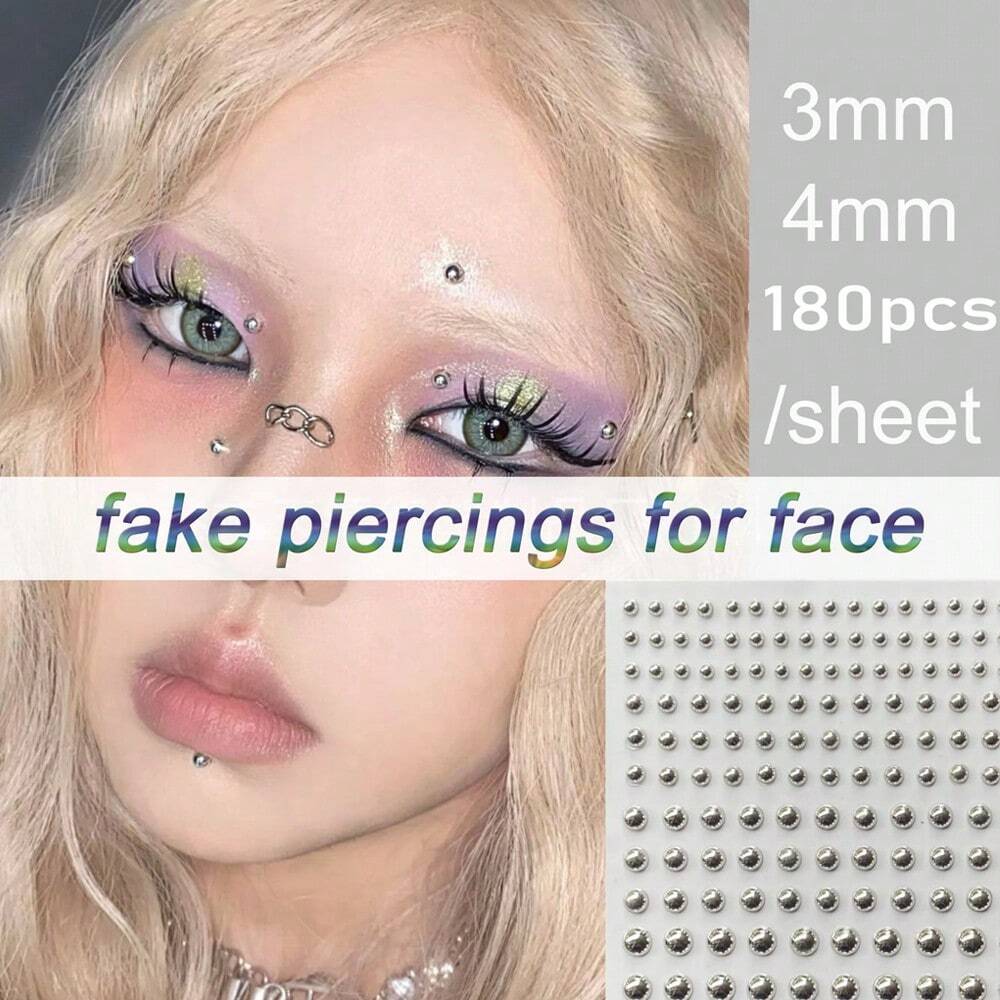 Fake Eyebrow Piercing Fake Lip Labret Studs Stick On Fake Nose Stud ...