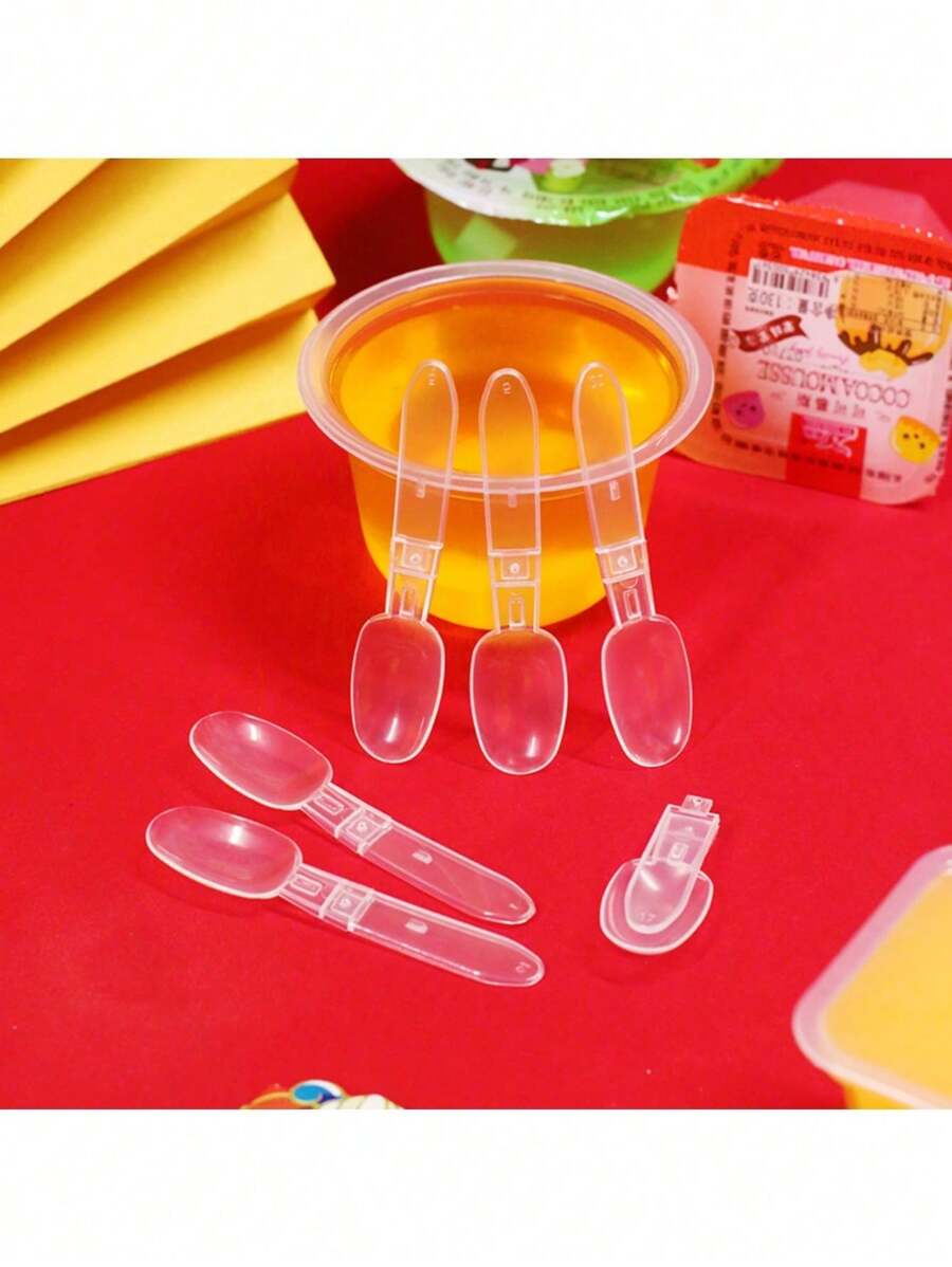 50/100pcs Disposable Folding Spoon For Jelly, Congee, Pudding, Yogurt ...