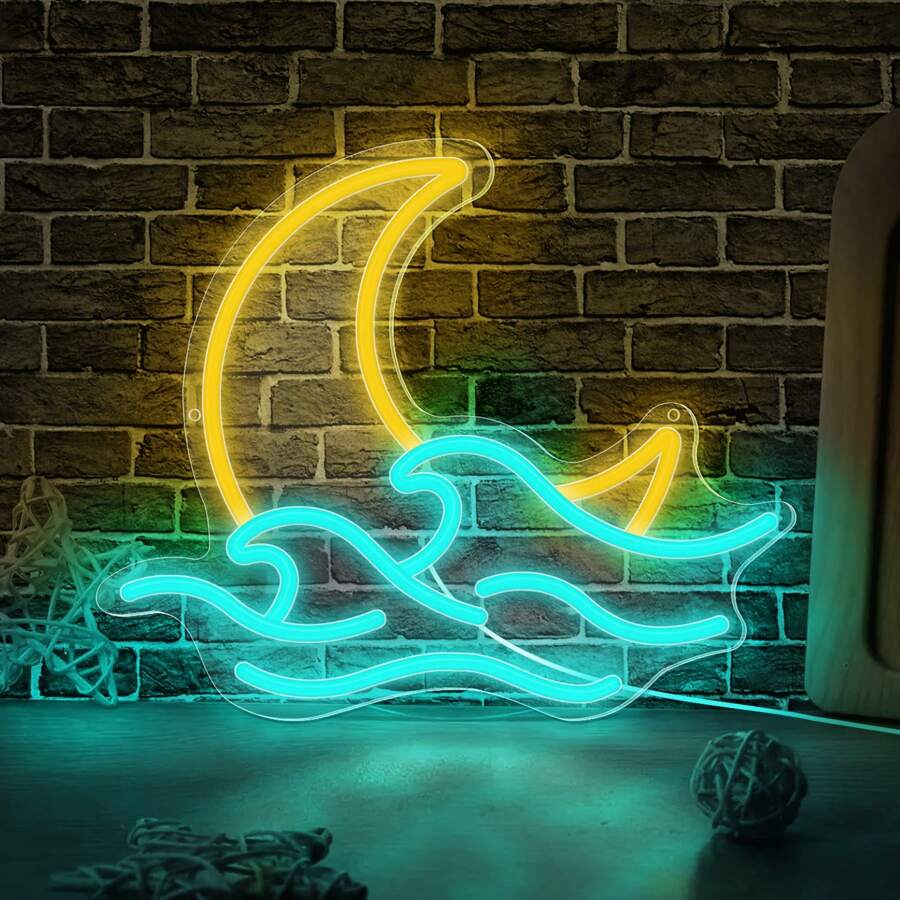 35*29.1cm 1pc "Moon " Creative Atmosphere Light, Neon Sign Decor ...