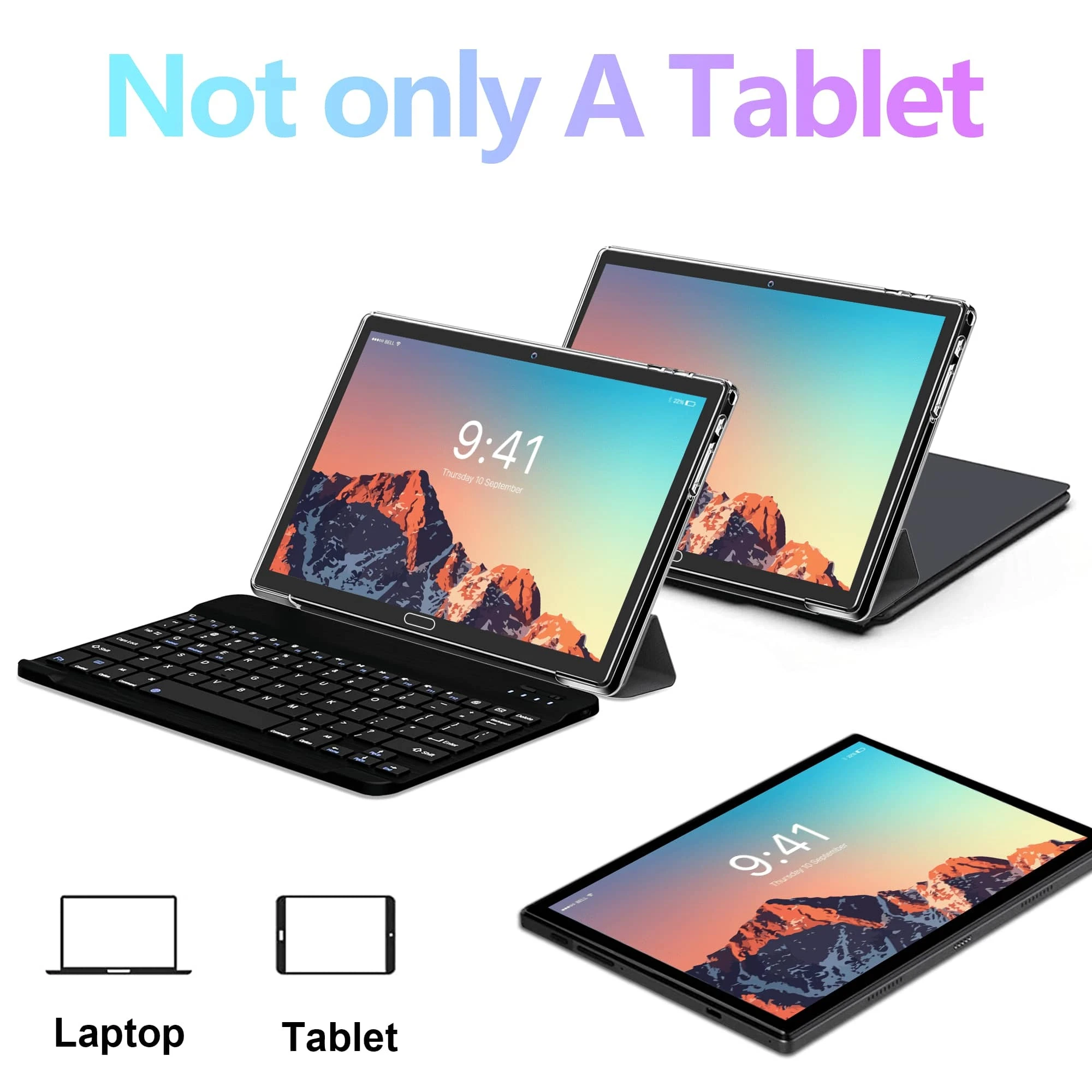 10 Inch Tablet Android 13 Tablets With Keyboard 4G LTE 4GB RAM 64GB ROM ...