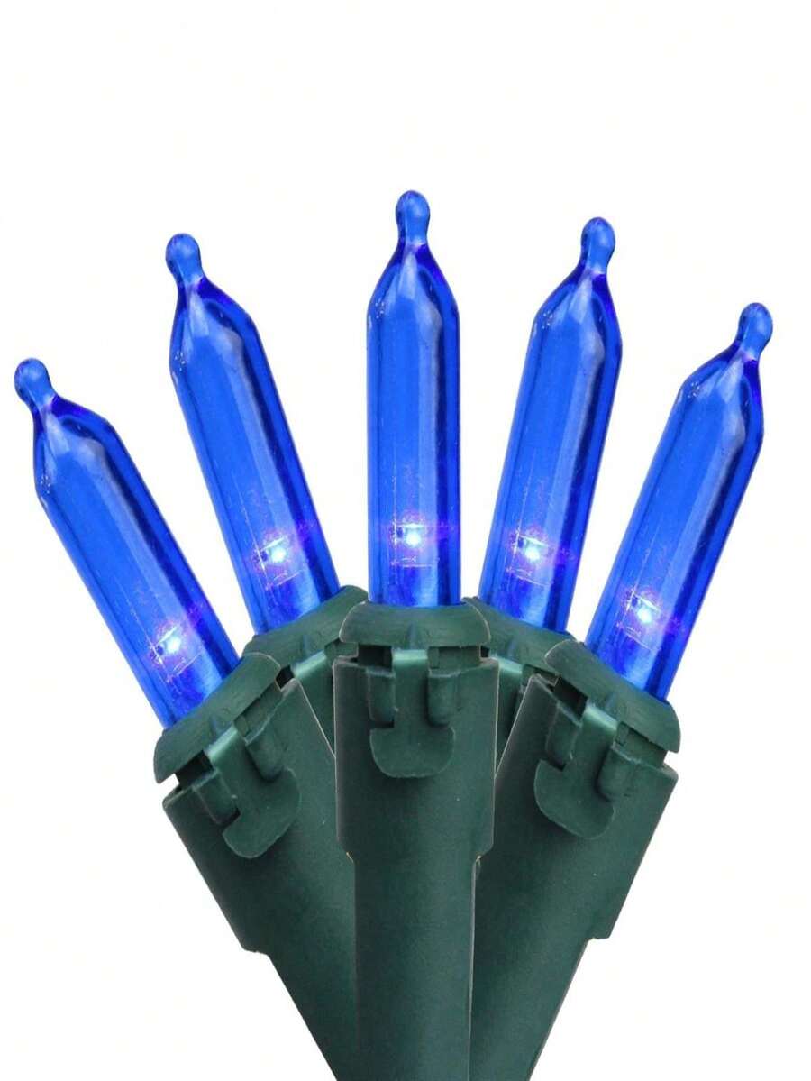 Northlight 32605404 4 In. Spacing Blue LED Mini Christmas Lights, Green ...
