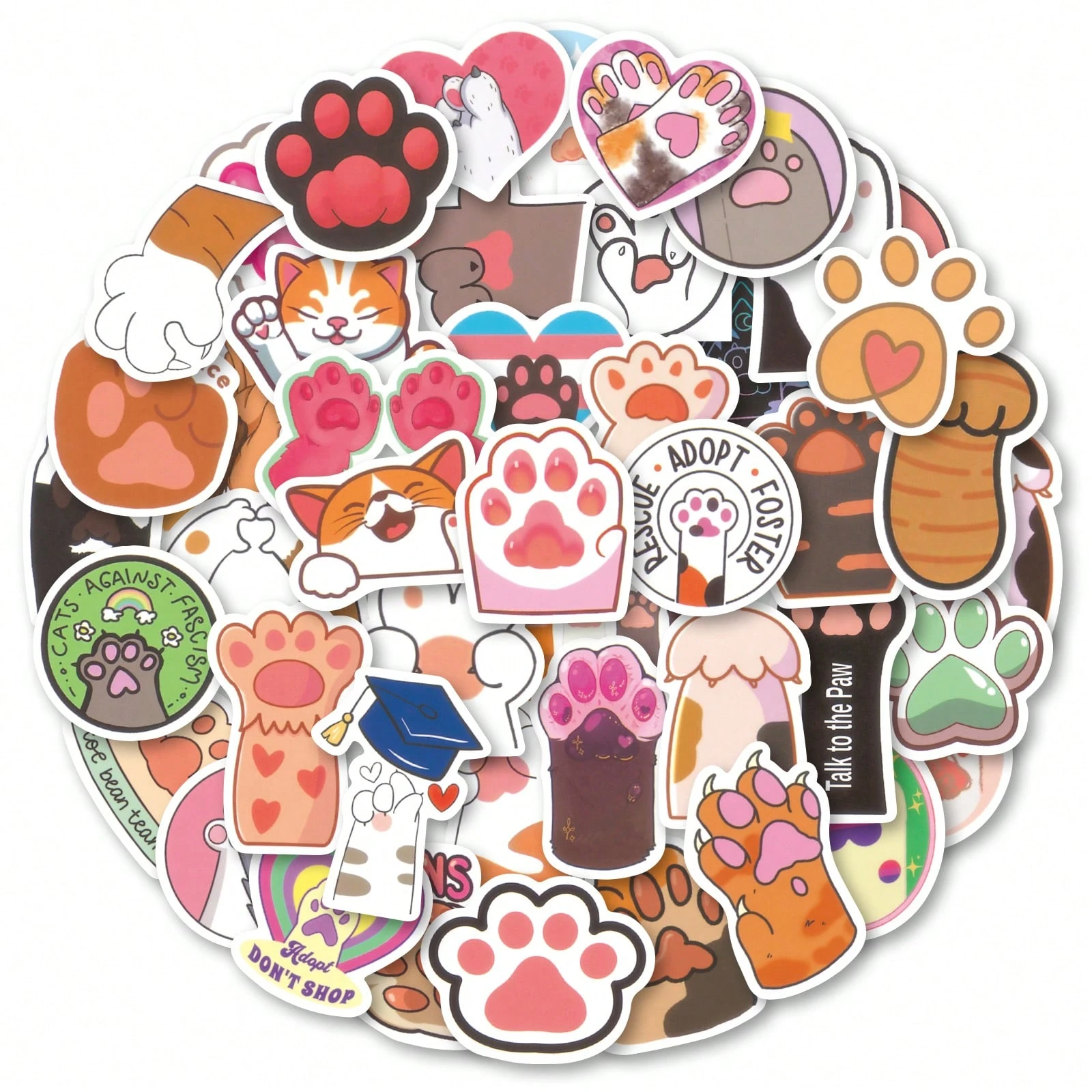 50PCS Cute Cat Paw Stickers |Vinyl Aesthetics Stickers For Scrapbook ...
