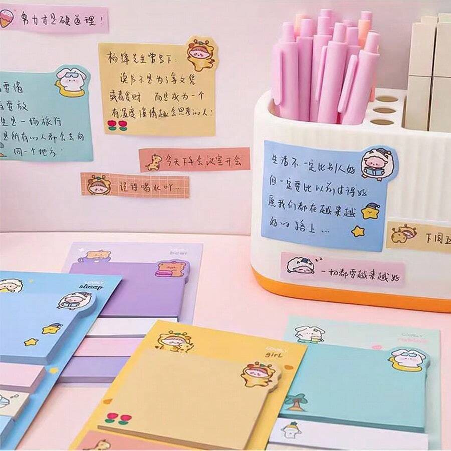 Cute Cartoon Index Sticky Notes, Student Ins-Style Girly Memo Pads ...