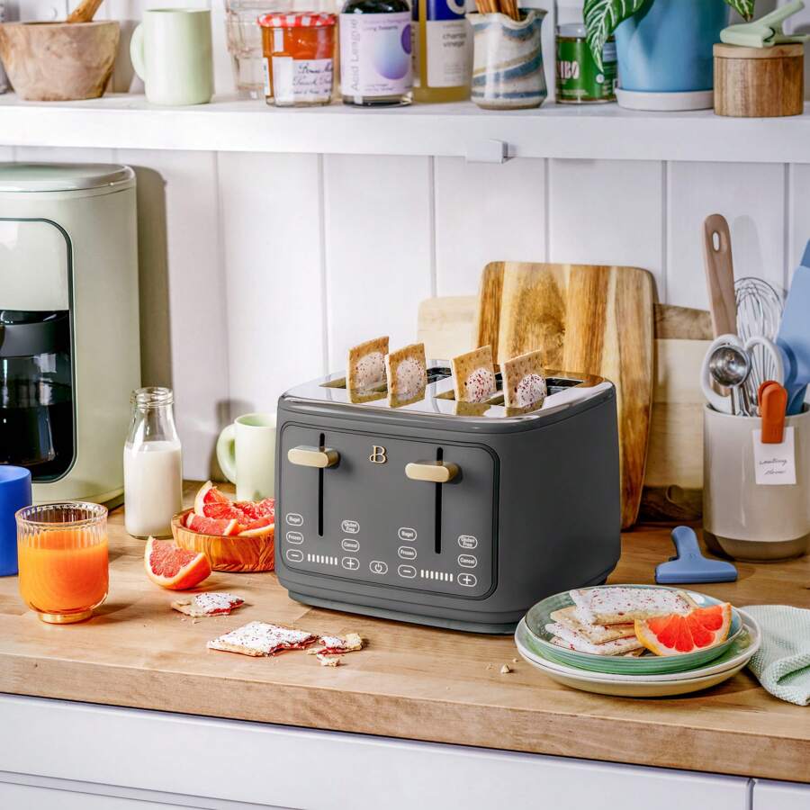 Beautiful 4-Slice Toaster With Touch-Activated Display, Porcini Taupe ...