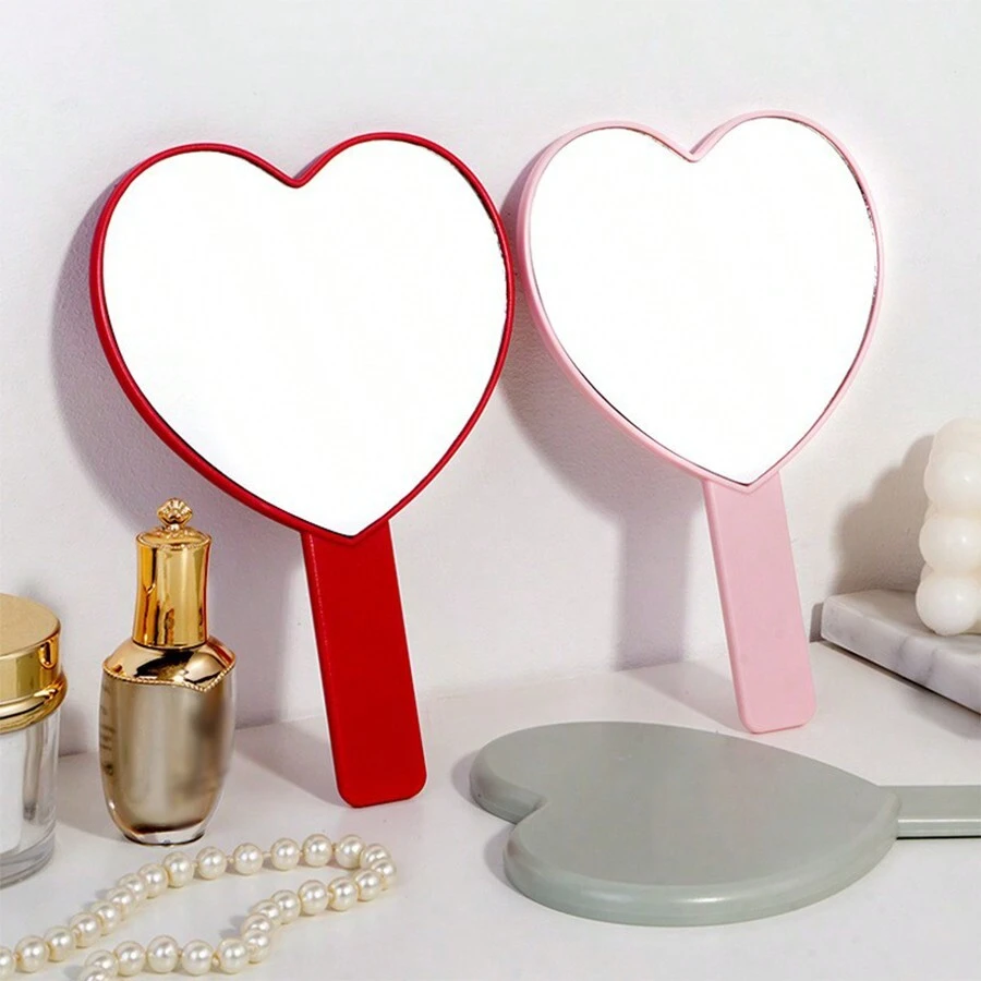 Heart Shaped Hand Mirror, High Definition Plastic Handle Mirror ...
