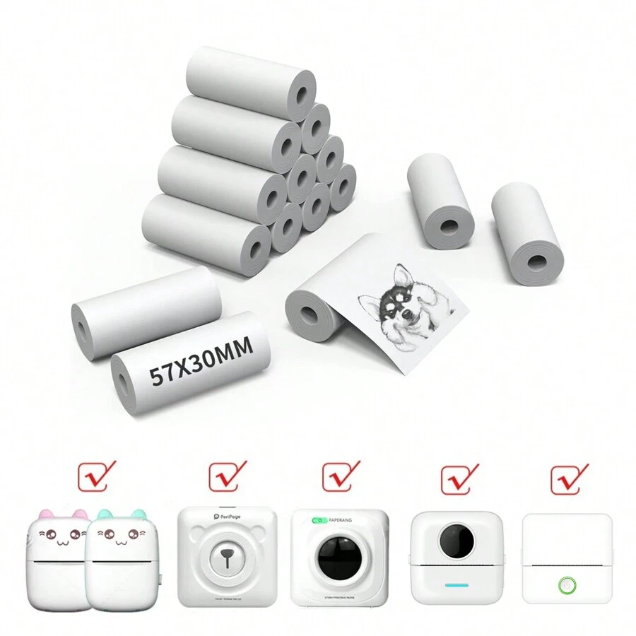Mini Thermal NO-Sticker Paper 57mm For Picture Photo Portable Printer ...
