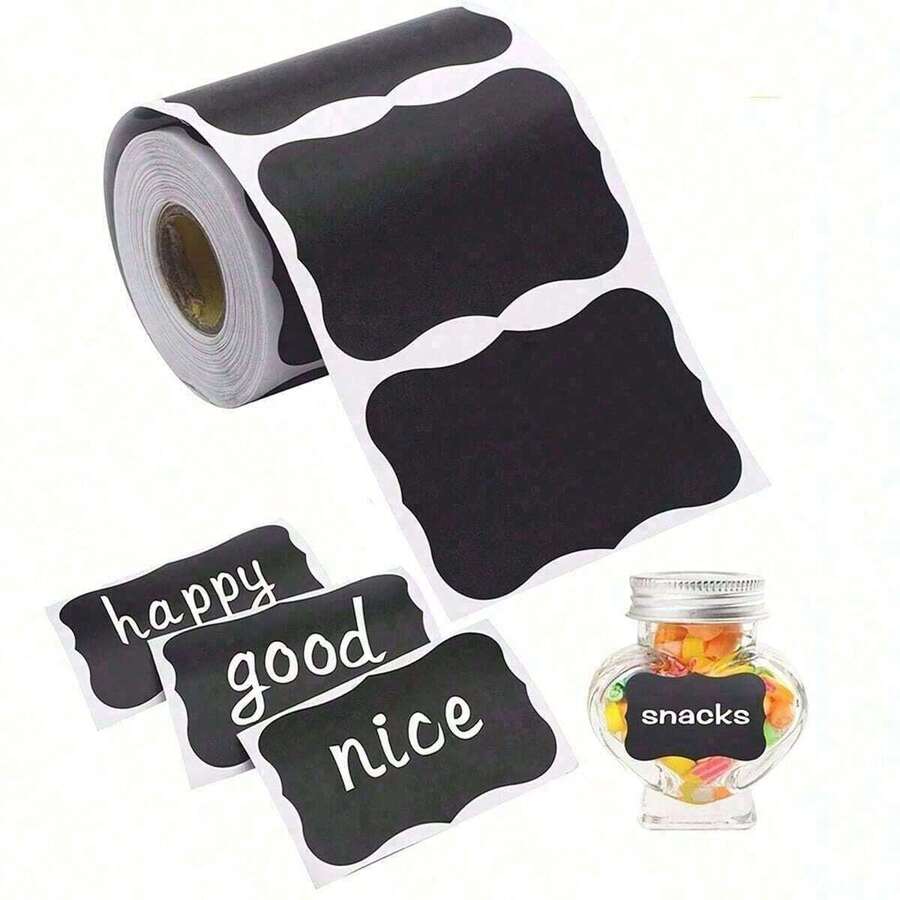 120pcs/Roll Kitchen Black Label Sticker + White Chalk, Waterproof ...