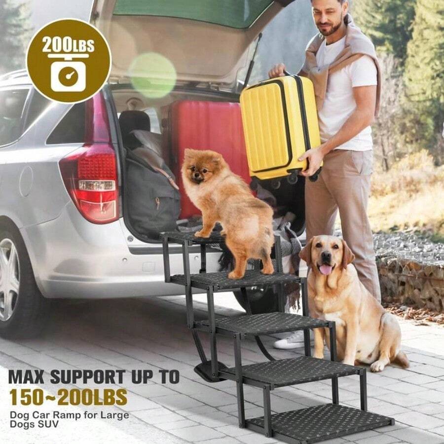 RoadPaws Foldable Dog Car Ramp - Portable Pet Steps For Large Dogs, Non ...