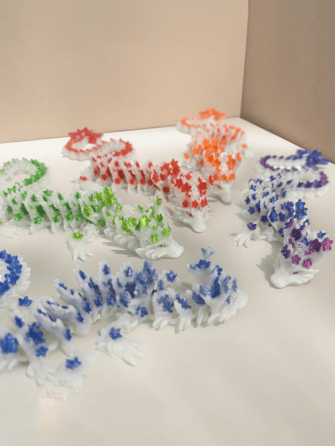 3D Printed Movable Jointed Toy, Creative Chinese Dragon & Western ...