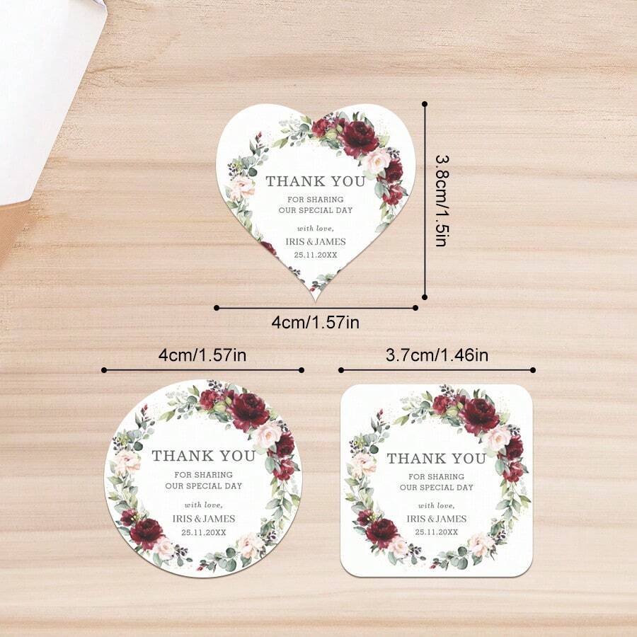 Floral Wedding Name Stickers - Customizable Labels With Personalized ...