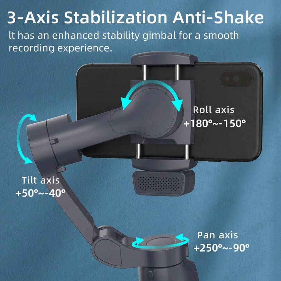 AXNEN KI-gesteuerte 3-Achs-Gimbal-Stabilisator für Smartphones, Gesten ...