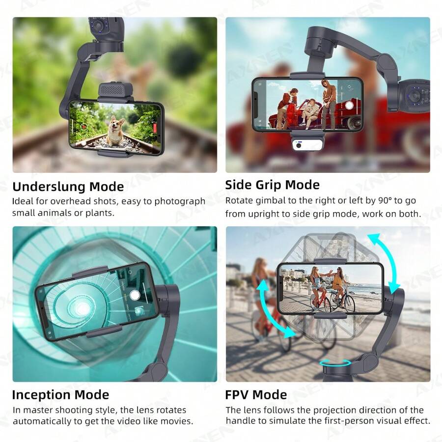 AXNEN KI-gesteuerte 3-Achs-Gimbal-Stabilisator für Smartphones, Gesten ...