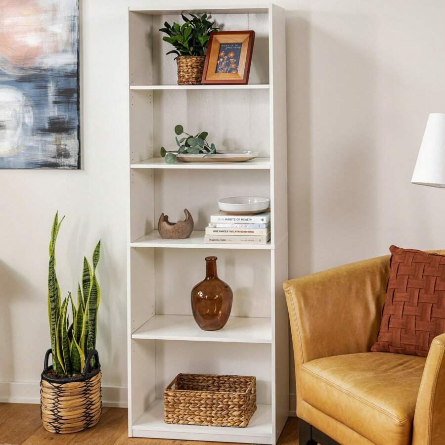 Mainstays 5-Shelf Bookcase With Adjustable Shelves, White | SHEIN PT