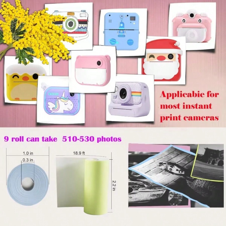 Thermal Printer Instant Camera Refill Print Paper Non-Adhesive Photo ...