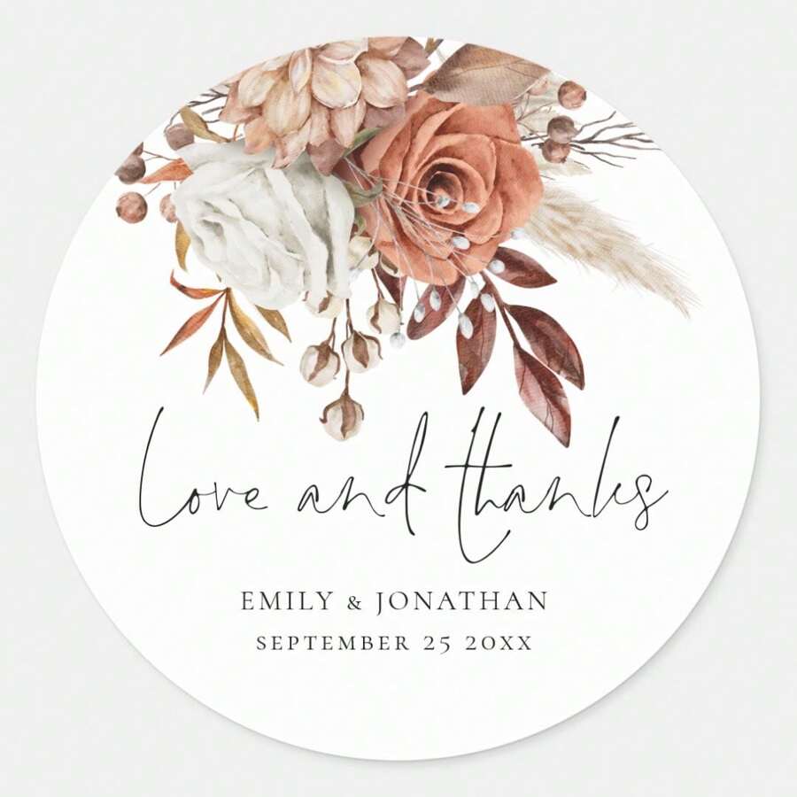 Customizable Floral Wedding Name Stickers - Personalized Labels With ...