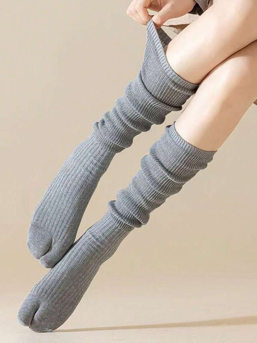 1 Pair Women's Toe Socks, Autumn/Spring Two Toe Socks, Slim Fit Leg ...