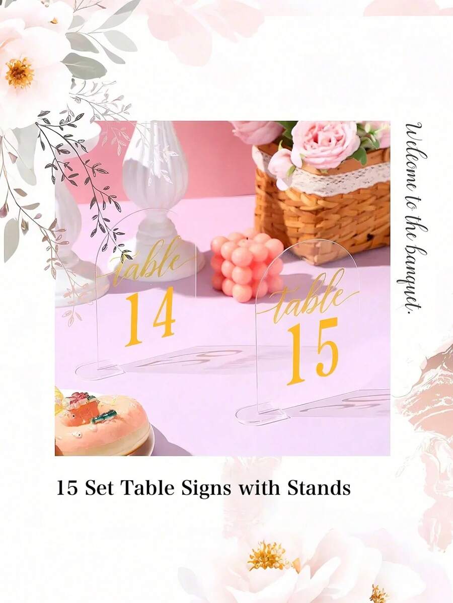 15 Sets Arch Acrylic Table Signs With Stands Clear Blank Acrylic Table ...