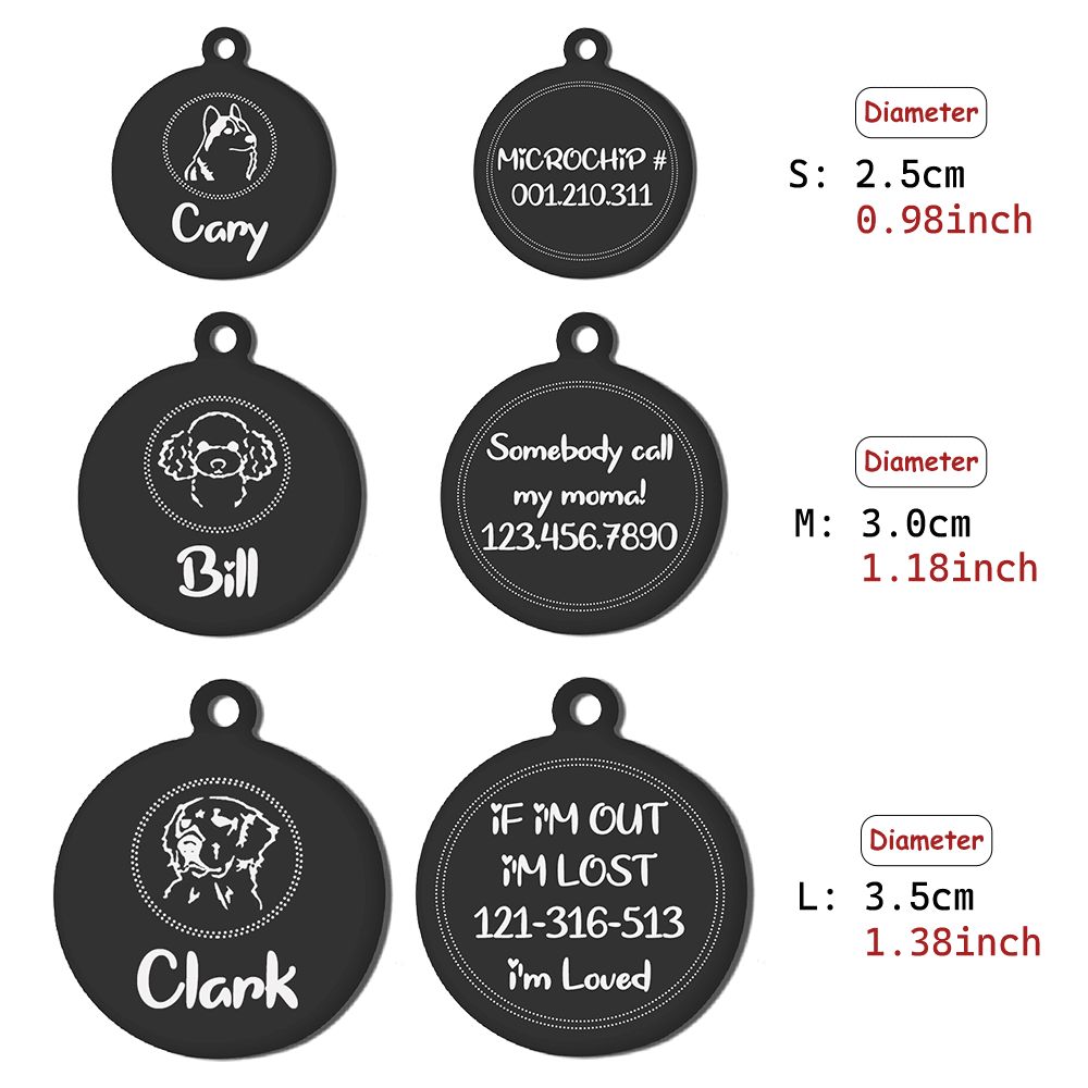 Médaille d'identification pour chien avec design de profil de chien ...