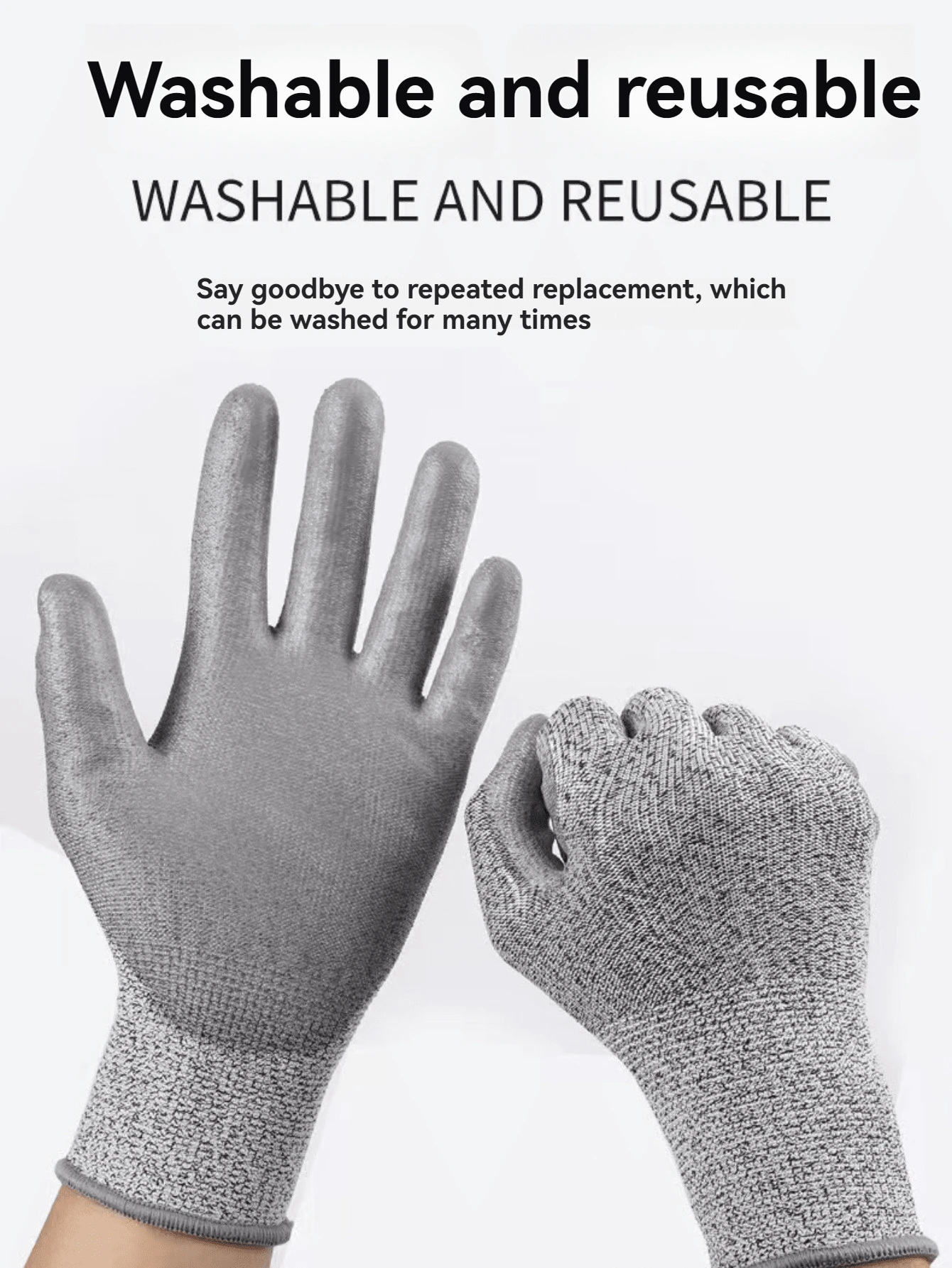 1 Pair HPPE 5-Level Cut Resistant Gloves, Durable Cut-Proof Safety Work ...