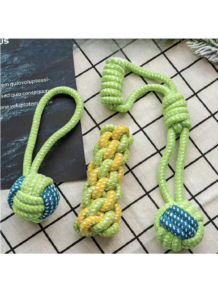 1pc Durable Knotted Rope Chew Toy For Dogs, Pet Dental Cleaning Rope Toy, Pet Chew And Teeth ...