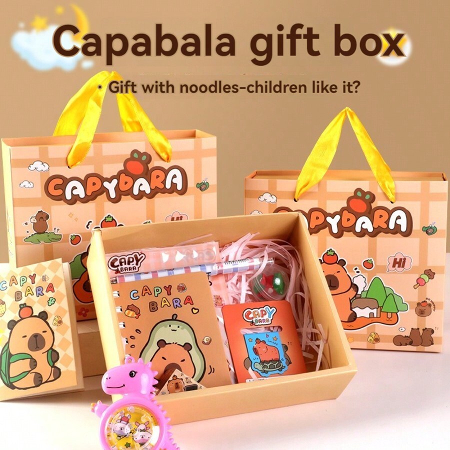 1 Gift Box 7pcs/Set Cute Capybara Stationery Gift Set, Creative School ...