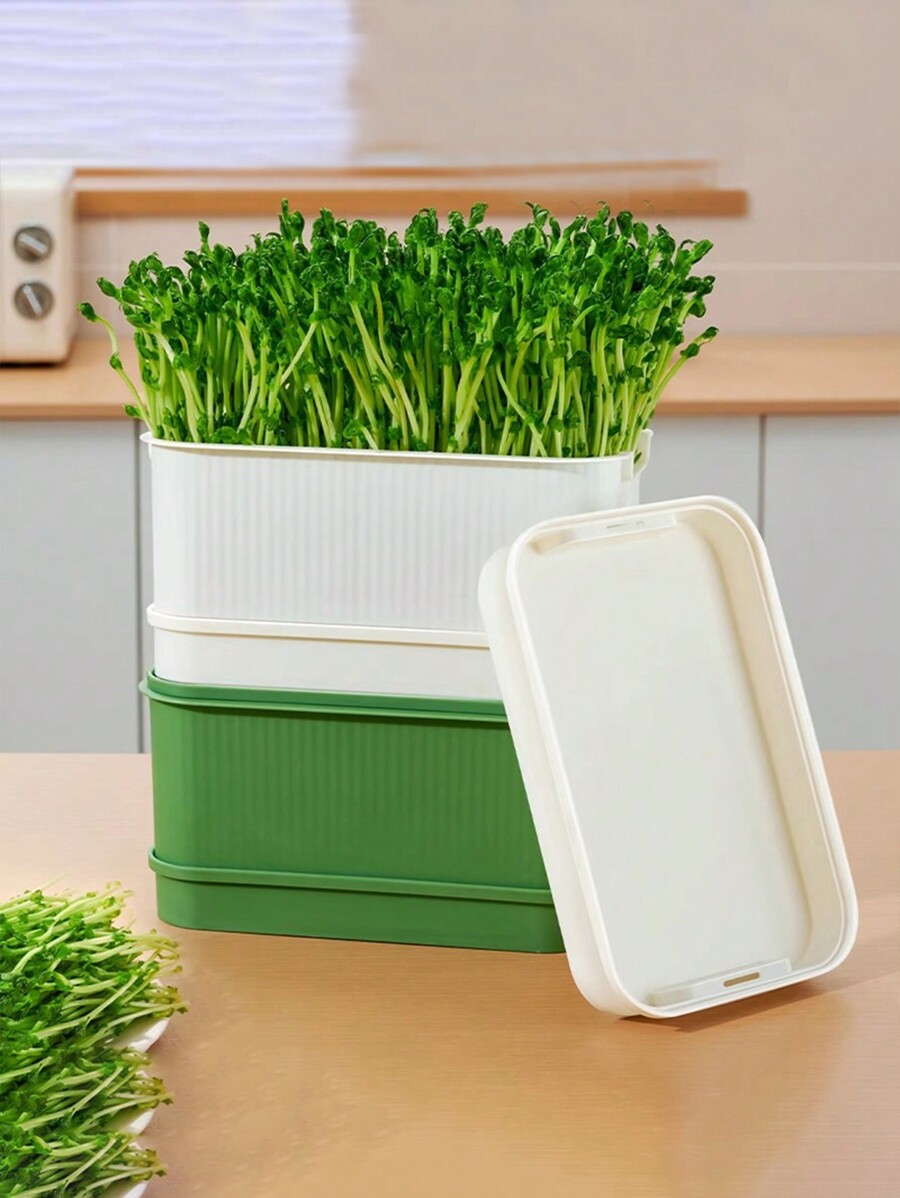 1 Set Plastic Stackable Seed Sprouter Tray Kit With Drainage Tray