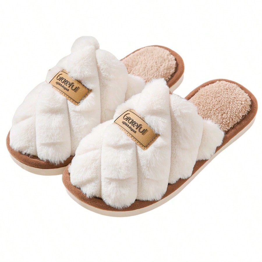 Trusted Quality Plaid Color Block Slippers - Warm Anti-Slip Home Shoes ...