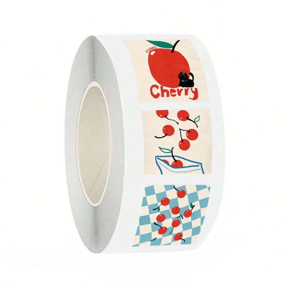 500pcs/Roll Cute Cartoon Cherry Kitten Sticker Rolls, 8 Different ...