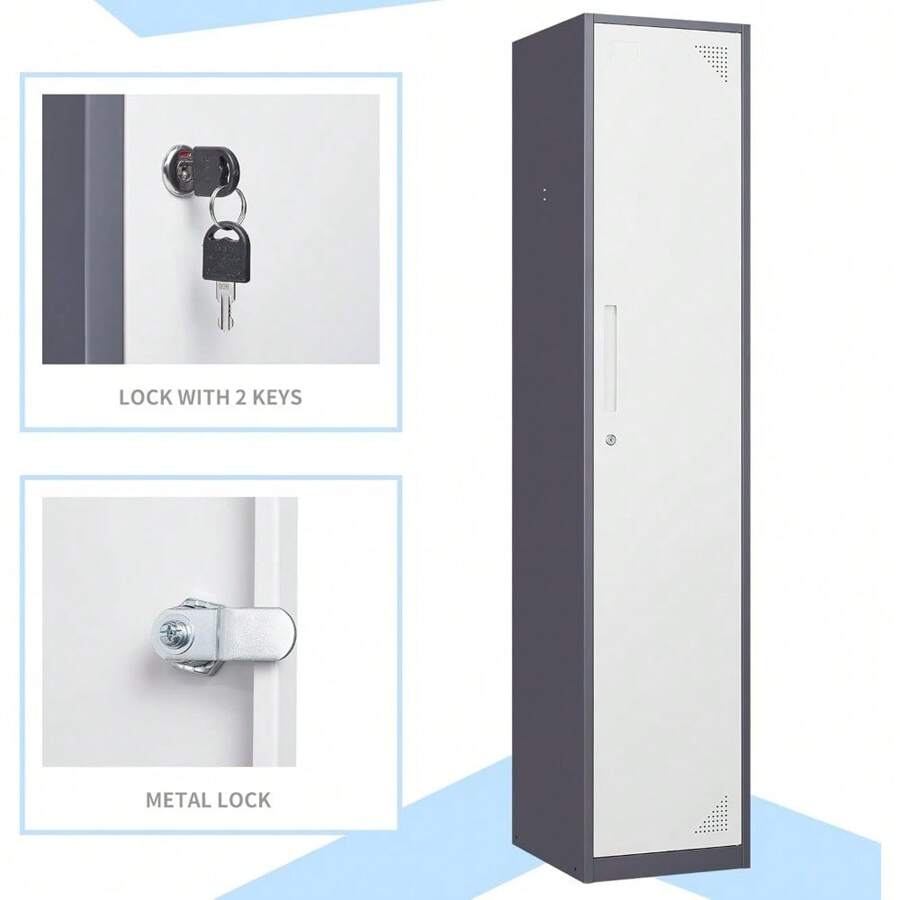 MIIIKO Office Storage Locker With Keys, 6 Doors Employee Lockers White ...