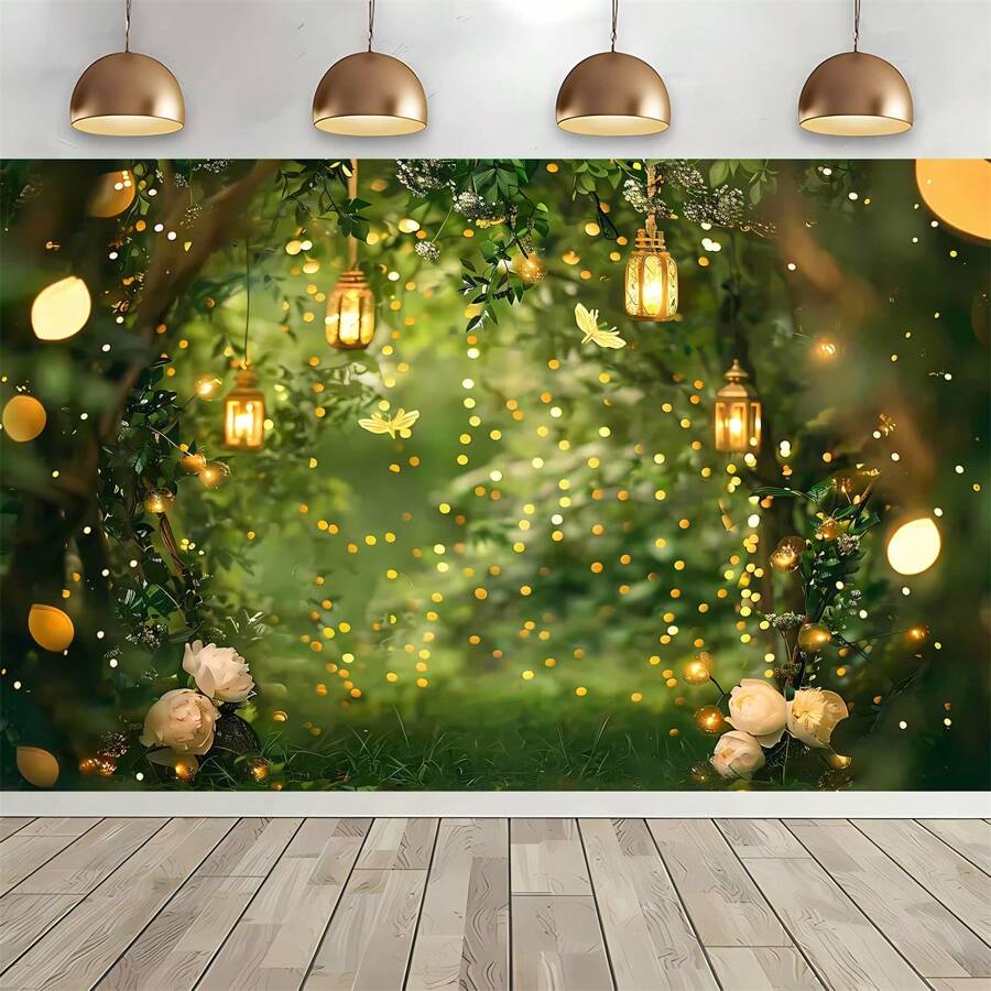 1 Pc Green Forest Gold Glitter Scales Theme 1st Birthday Party ...