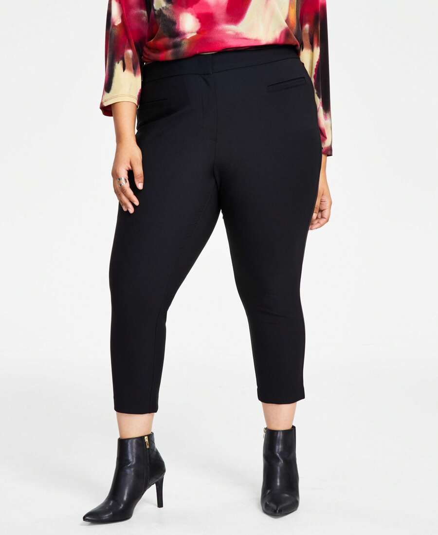 Plus Size High-Rise Cropped Pants | SHEIN USA
