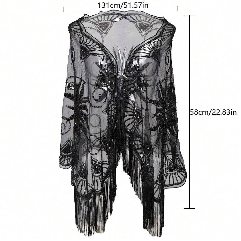 Women's 1920s Long Shawl Wraps,Sequin Flapper Evening Shawls For Women ...