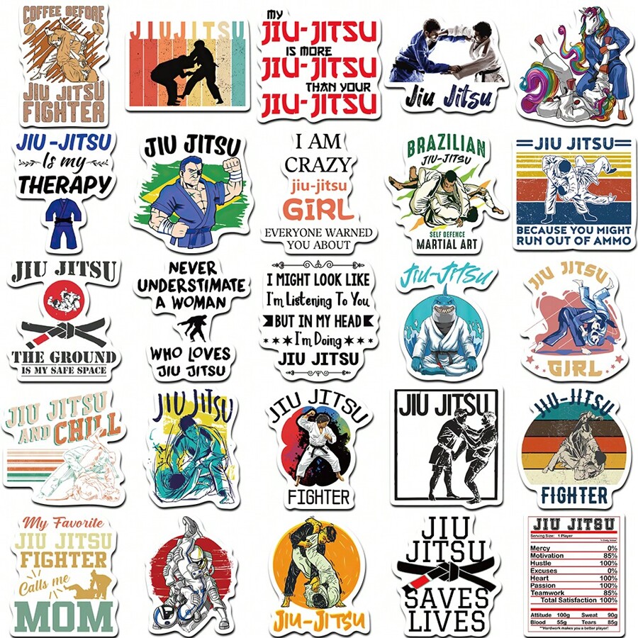 50Pcs Jiu-Jitsu Stickers Vinyl Aesthetics Stickers For Scrapbooking ...