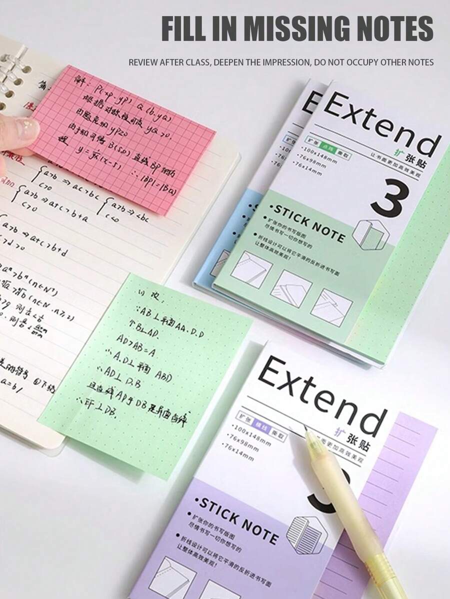 1pc Foldable Expandable Memo Sticky Notes, Multi-Purpose Self-Adhesive ...