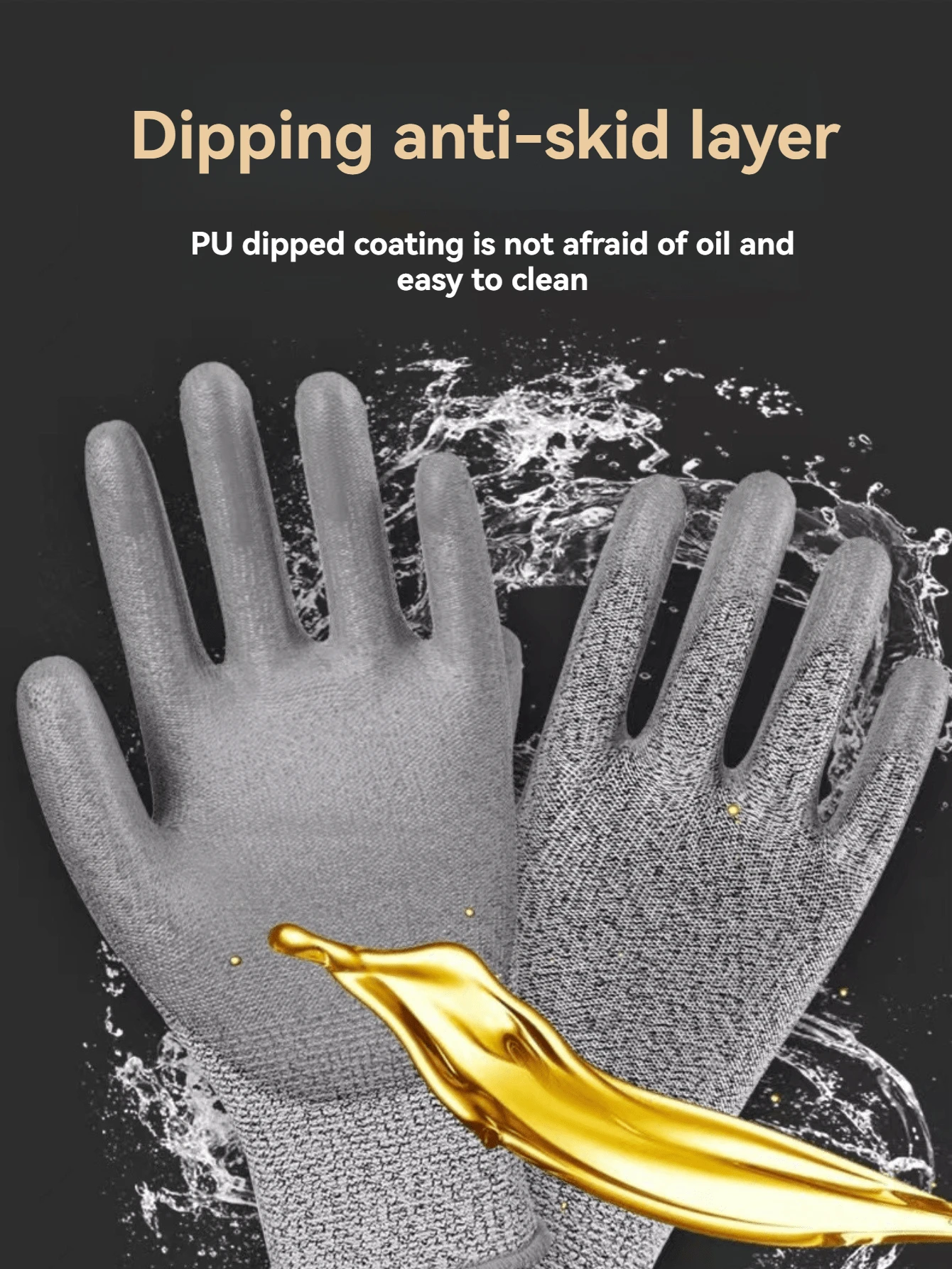 1 Pair HPPE 5-Level Cut Resistant Gloves, Durable Cut-Proof Safety Work Gloves For Gardening ...