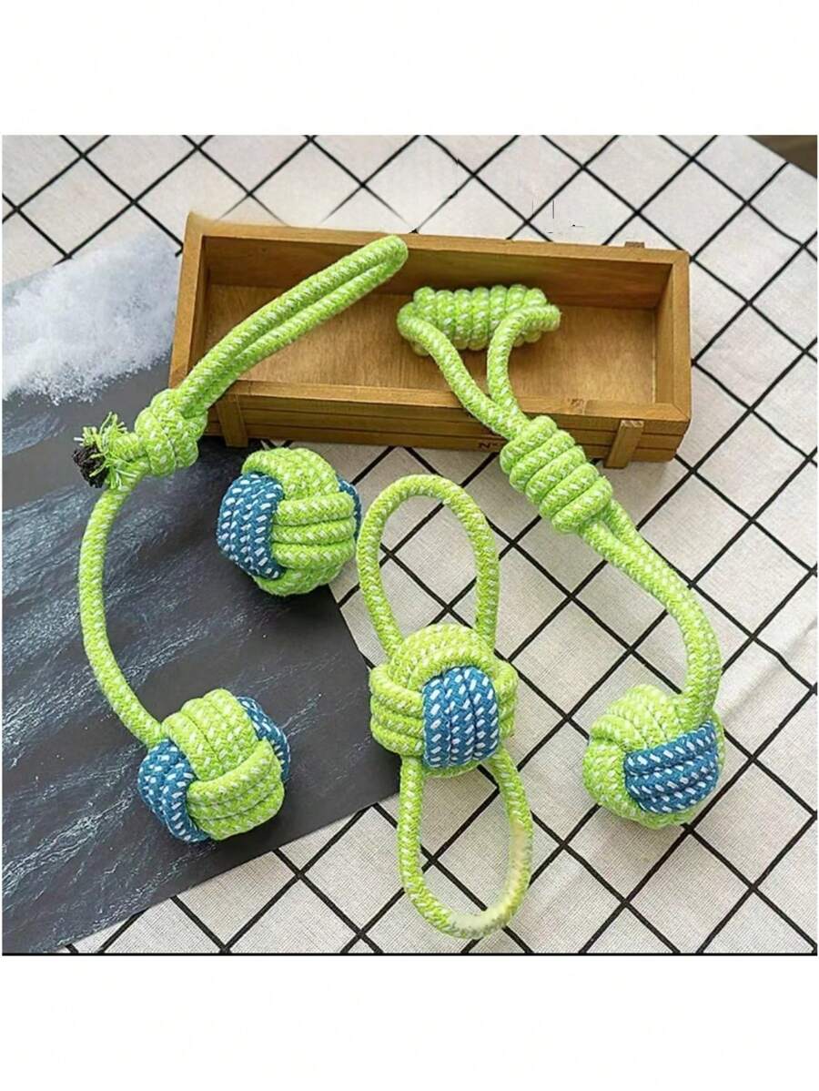 1pc Durable Knotted Rope Chew Toy For Dogs, Pet Dental Cleaning Rope ...