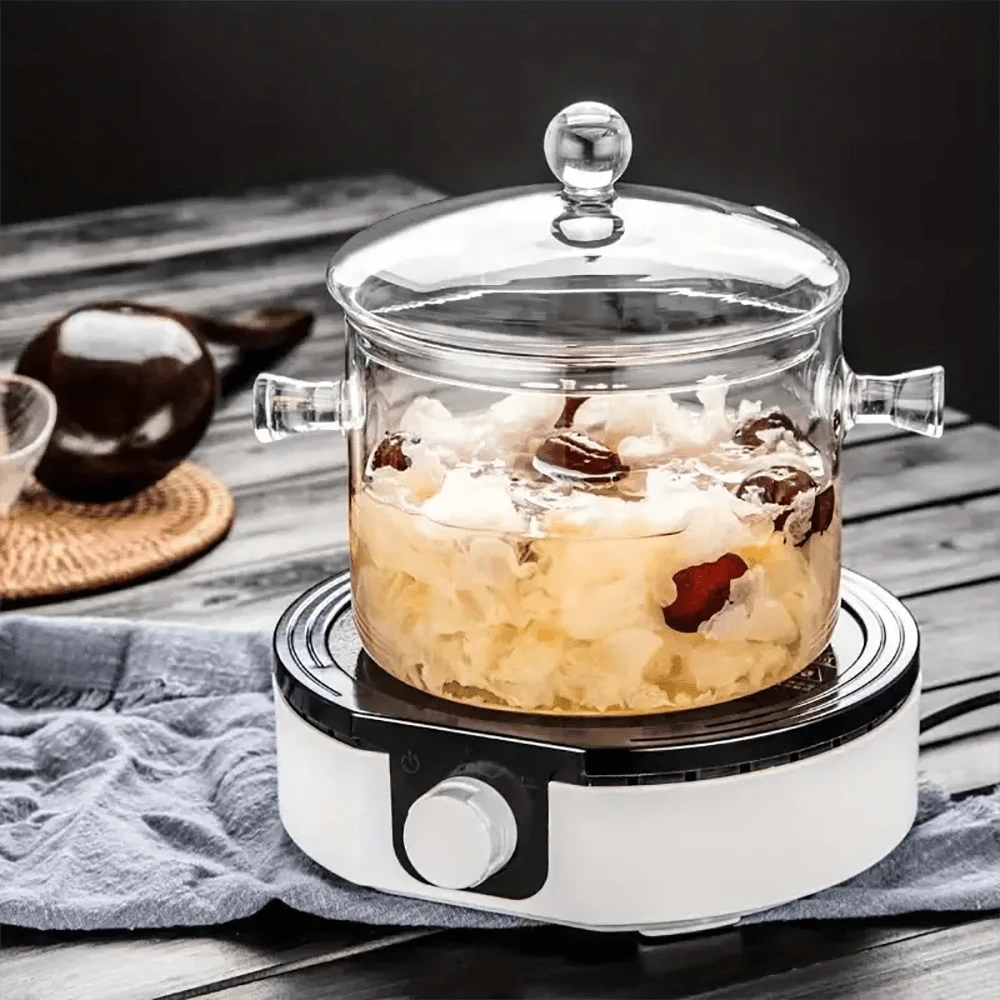 1pc Glass Saucepan With Cover, Heat-Resistant Glass Stovetop Pot And ...