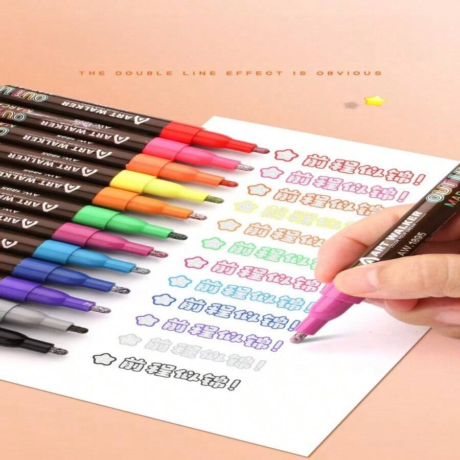 12-Color Outline Pen Set, Suitable For DIY Planner, Highlighter ...