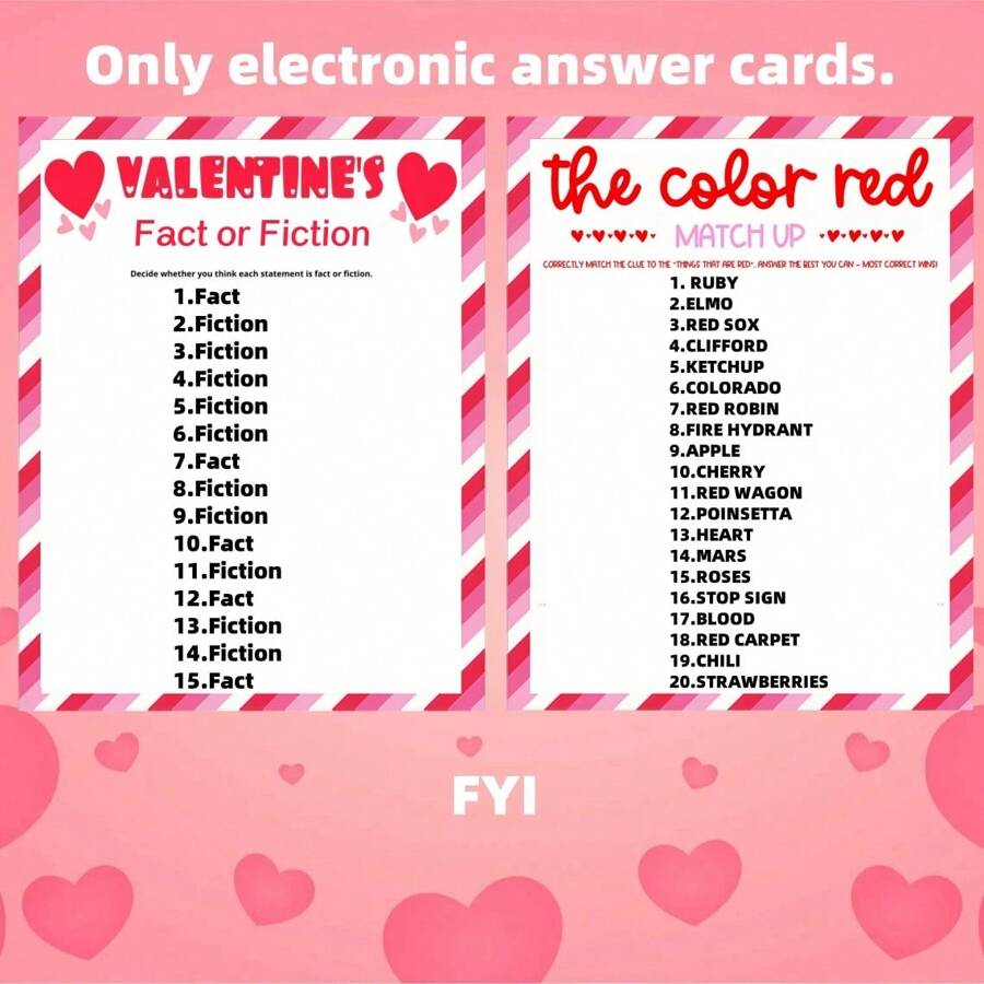 Valentine's Day Party Game Set 20 Pieces - Double-Valentine's Day Fact ...