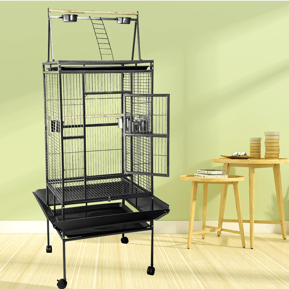 68 Inch Wrought Iron Large Bird Cage With Play Top, Parrot Flight Cages ...