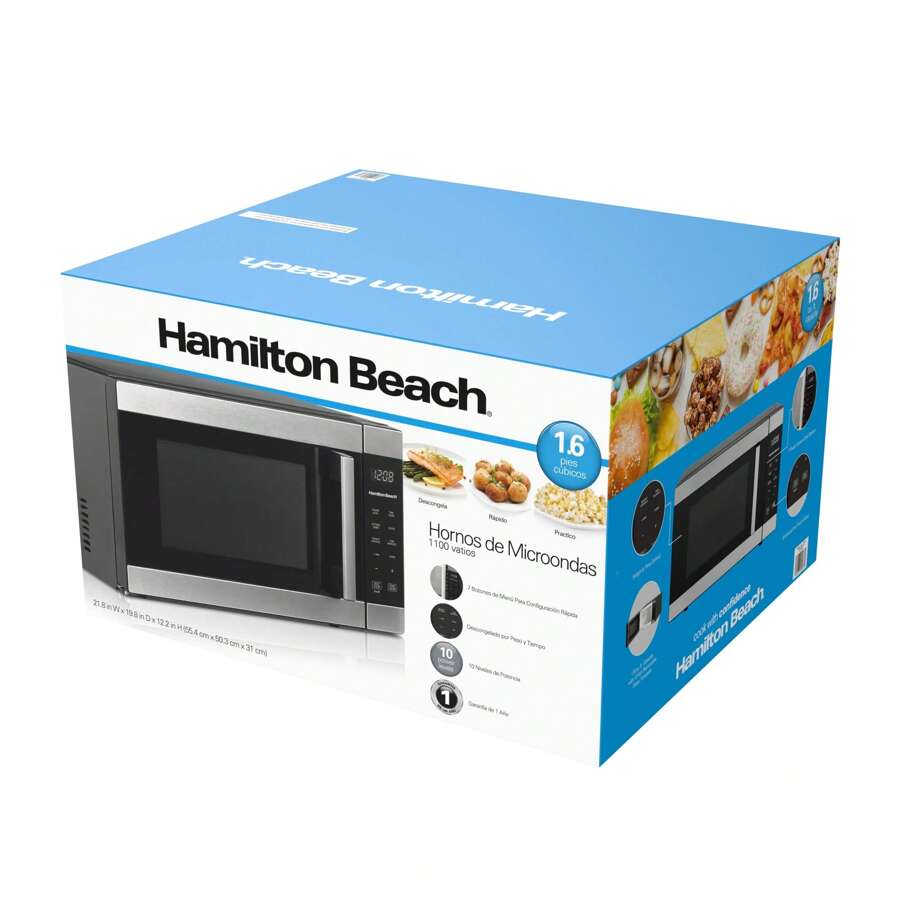 Hamilton Beach 1.6 Cu Ft Sensor Cook Countertop Microwave Oven In ...