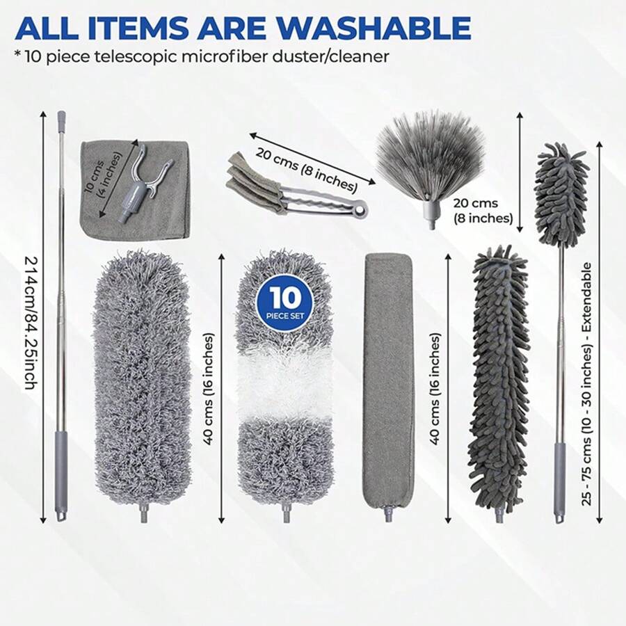 Microfiber Extendable Feather Duster (10pcs) With 100" Extension Pole ...